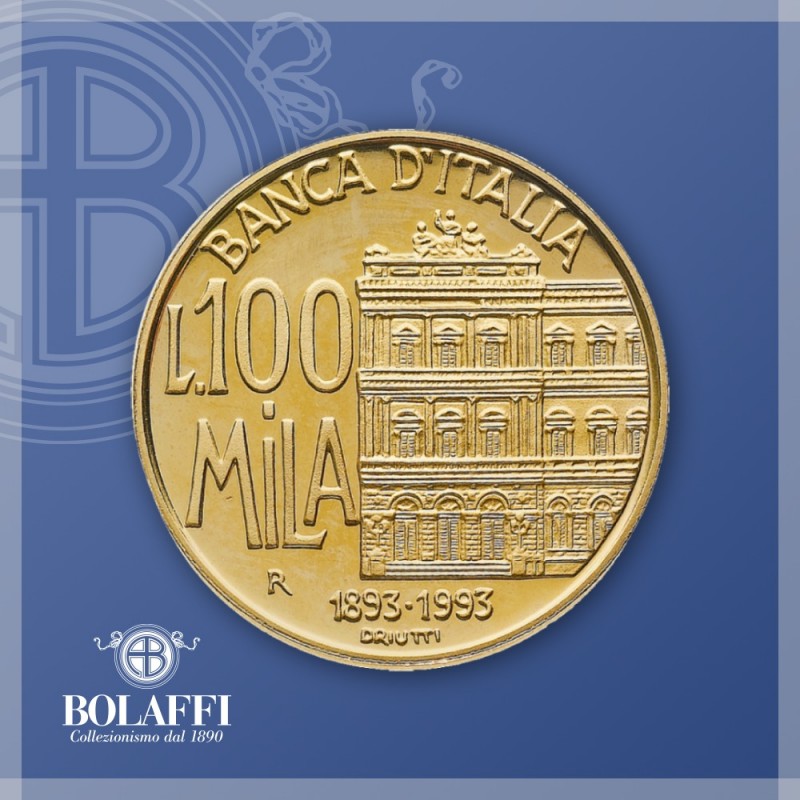 Moneta 100.000 lire Banca d'Italia, primo oro repubblicano | Bolaffi